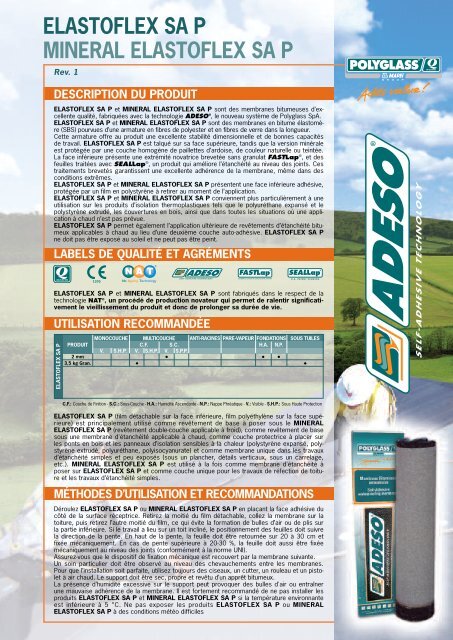 Fiche technique Elastoflex SA-P - BigMat