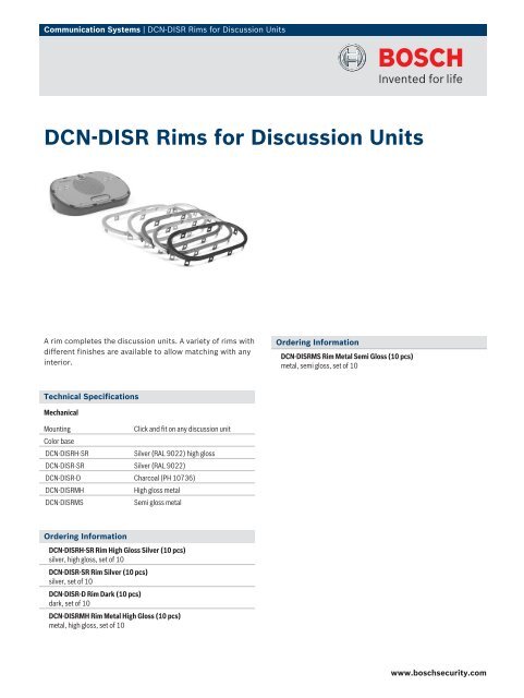 DCNâ DISR Rims for Discussion Units - Herman ProAV