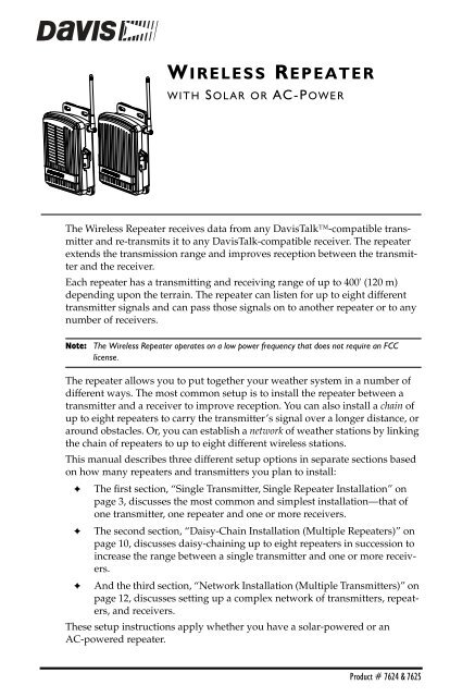 Wireless Repeater Installation Instructions - Weather Shop