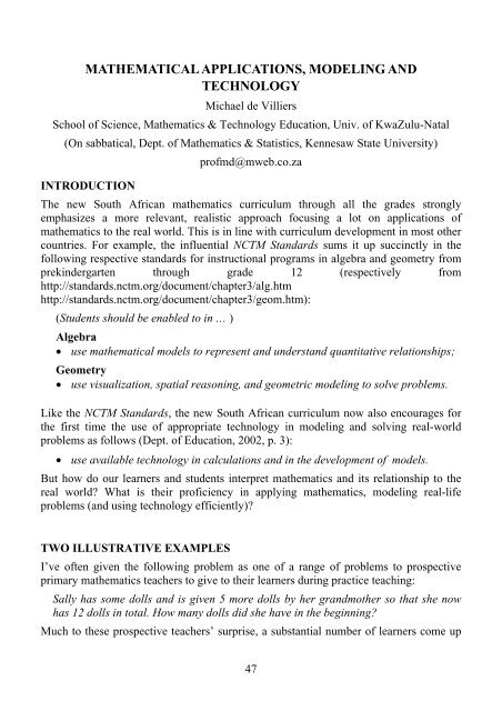 Mathematical applications, modeling and technology - AMESA