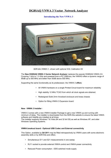 DG8SAQ VNWA 3 Vector Network Analyzer - SDR-Kits