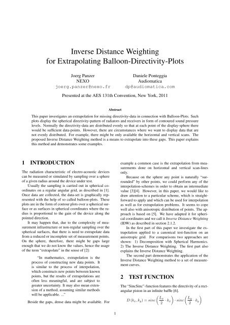 Inverse Distance Weighting for Extrapolating Balloon ... - Nexo