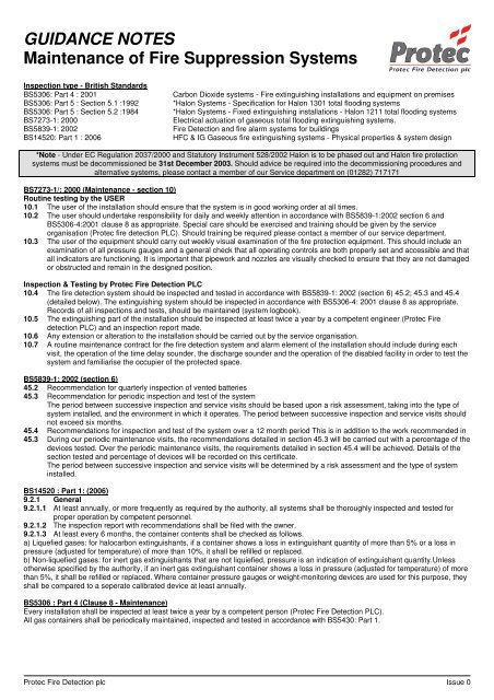 GUIDANCE NOTES Maintenance of Fire Suppression Systems