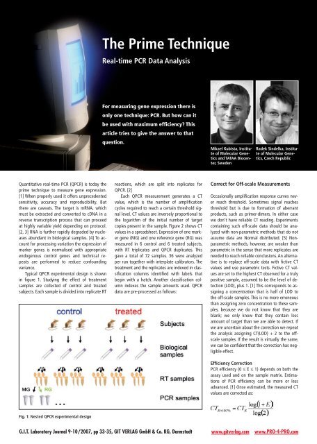 The Prime Technique - Real-time PCR Data Analysis