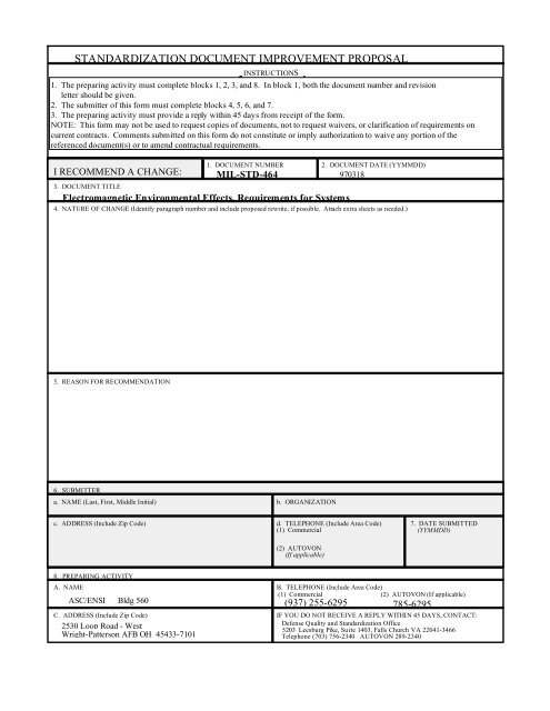 STANDARDIZATION DOCUMENT