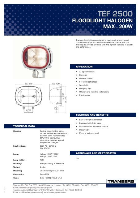 Datasheet - Tranberg