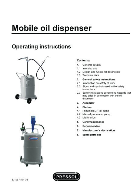Mobile oil dispenser - Pressol