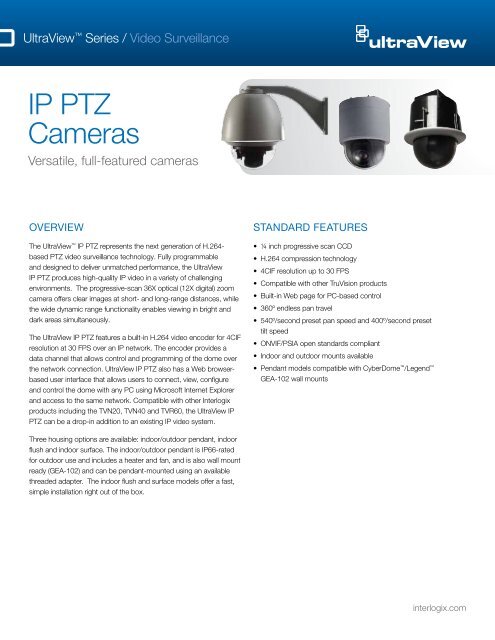UltraView IP PTZ Cameras Data Sheet - Interlogix
