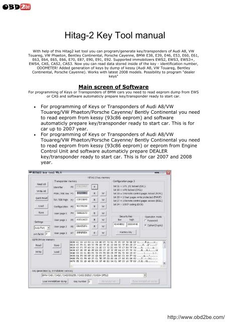 Hitag-2 Key Tool manual - Obd2be.com