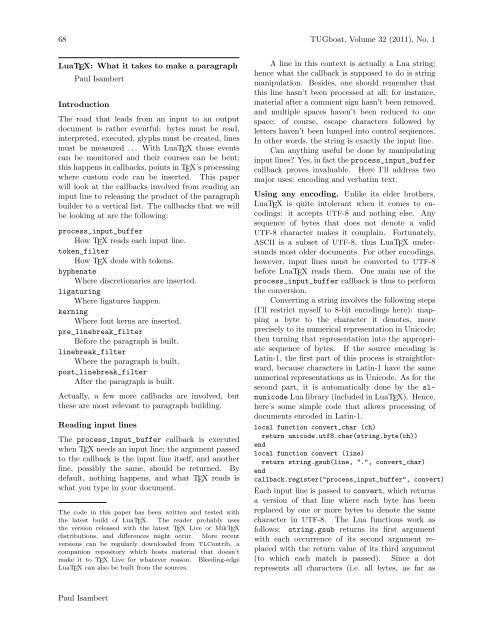 LuaTEX: What it takes to make a paragraph Paul Isambert ... - TUG