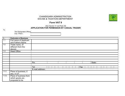 Form VAT 9 - Chandigarh