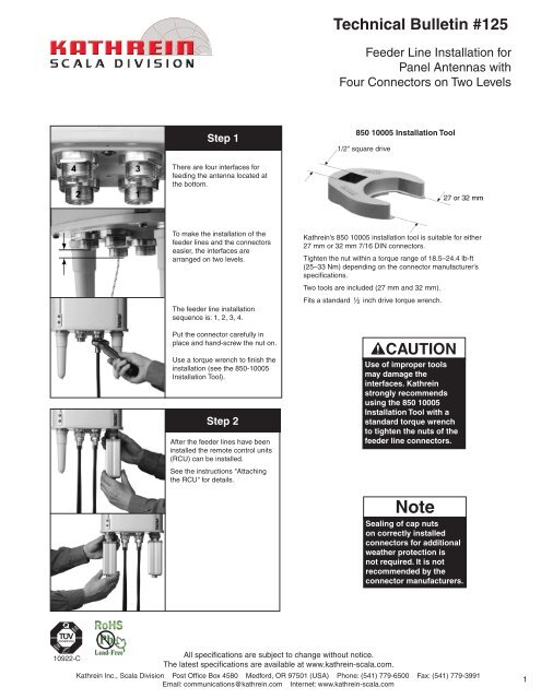 Remote Electrical Tilt Installation Instructions - Kathrein Scala Division
