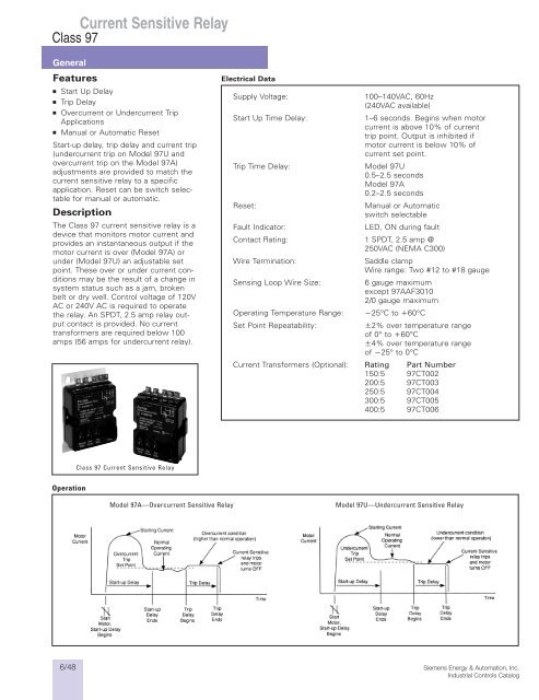 Current Sensitive Relay - Siemens