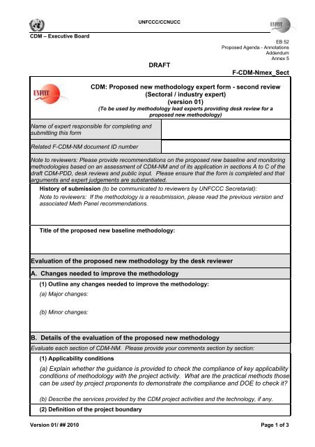 Draft form CDM: Proposed new methodology expert form