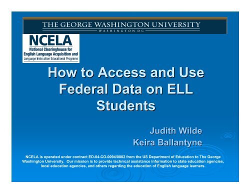 How to Access and Use Federal Data on ELL Students - NCELA ...