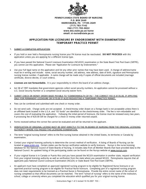 Application For Licensure By Endorsement With ... - NBN Group