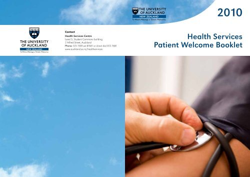 Health Services Patient Welcome Booklet - The University of Auckland