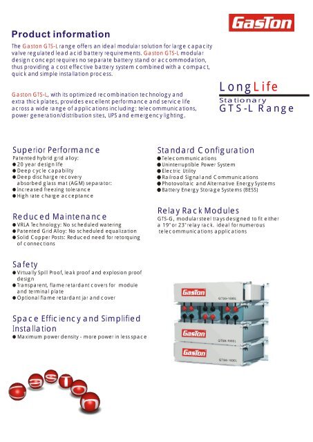 GTS-L Rang brochure - Gaston Battery Industrial Ltd.