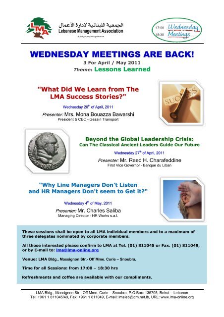 WEDNESDAY MEETINGS ARE BACK!