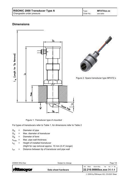 Rittmeyer RISONIC 2000 Transducer MFATAxx ... - Automated Control