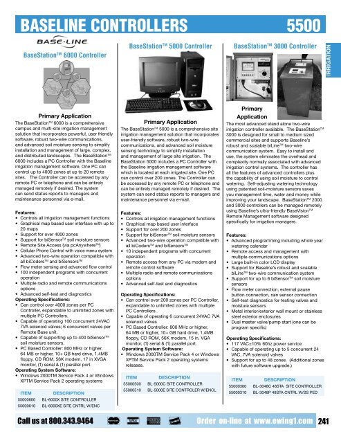 BASELINE CONTROLLERS 5500 - Ewing Irrigation