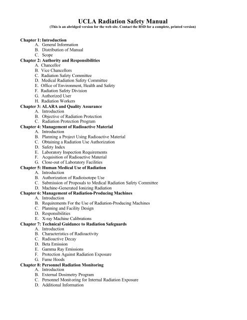 Radiation Safety Manual - UCLA Department of Biological Chemistry