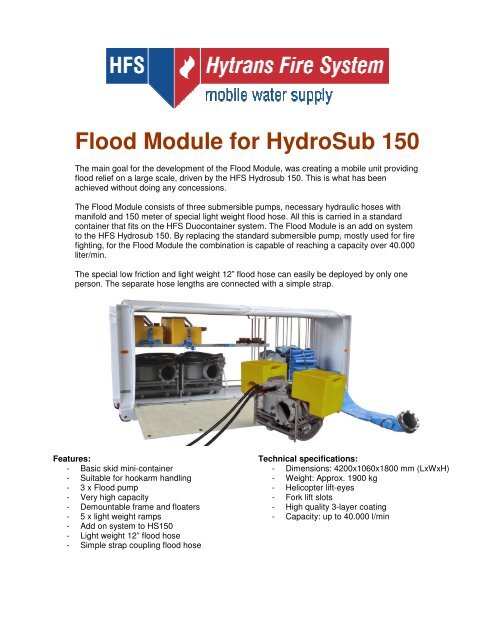 Flood Module for HydroSub 150 - Fire Fighting Technologies
