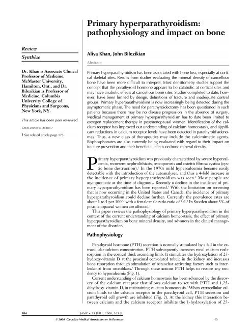 Primary hyperparathyroidism: pathophysiology and impact on bone
