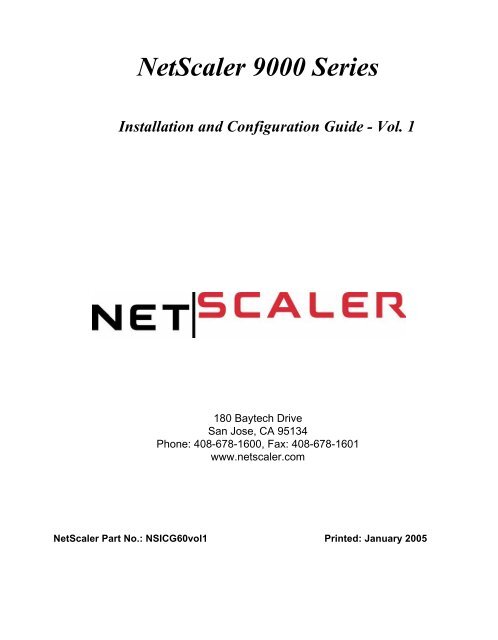 NetScaler 9000 Series - Citrix Knowledge Center