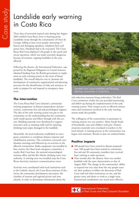 Case study Landslide early warning in Costa Rica - International ...
