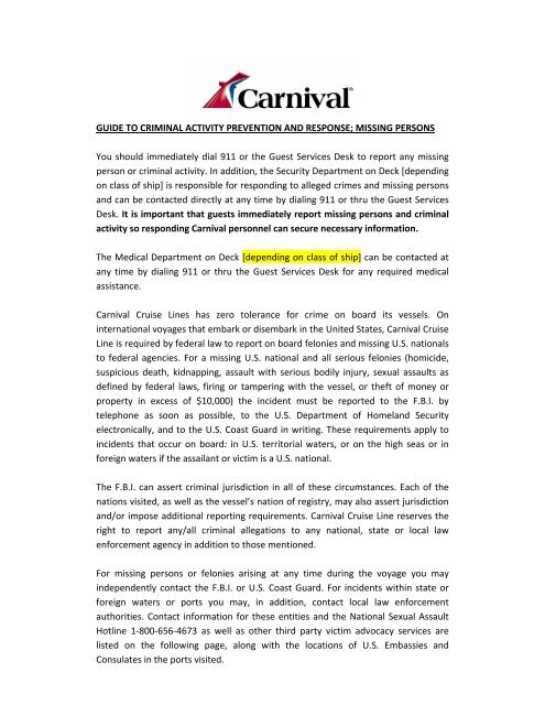 GUIDE TO CRIMINAL ACTIVITY PREVENTION AND RESPONSE ...