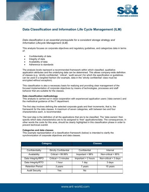 Data Classification and Information Life Cycle Management ... - S&T