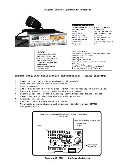 Export Frequency Modification Instructions: - CB Tricks