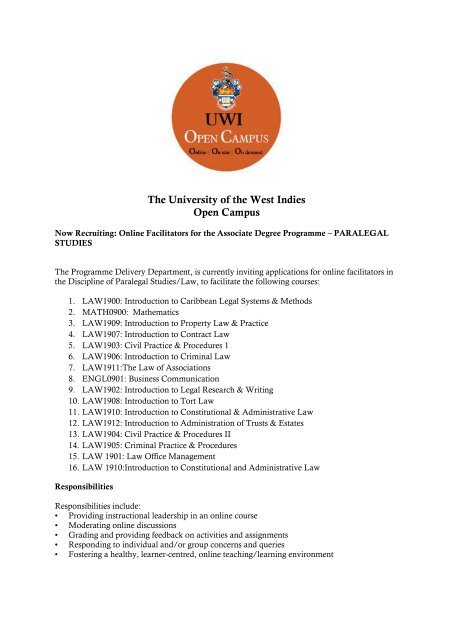 The University of the West Indies - Open Campus - Uwi.edu