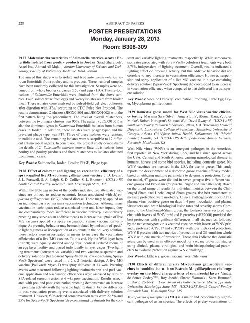 Poster Presentations - Poultry Science Association