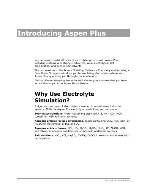Introducing Aspen Plus Yo