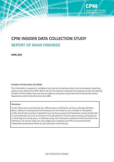 CPNI insider data collection study - report of main findings