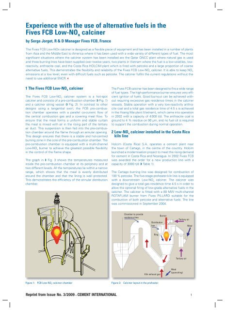 Experience with the use of alternative fuels in the Fives FCB Low ...