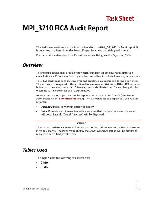 Task Sheet MPI_3210 FICA Audit Report - MPAY Software
