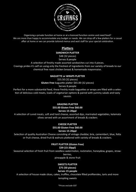 Menu as a PDF to print - Cravings Cafe