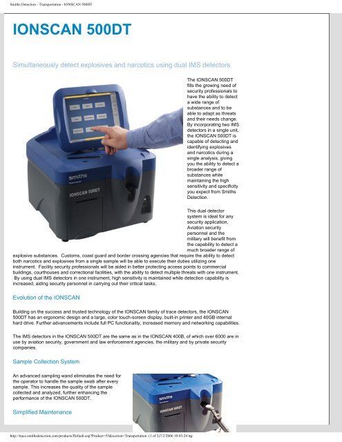 PDF Leaflet Ionscan 500 - Telectronics.biz