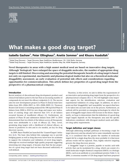 What makes a good drug target?