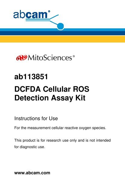 ab113851 DCFDA Cellular ROS Detection Assay Kit - Abcam