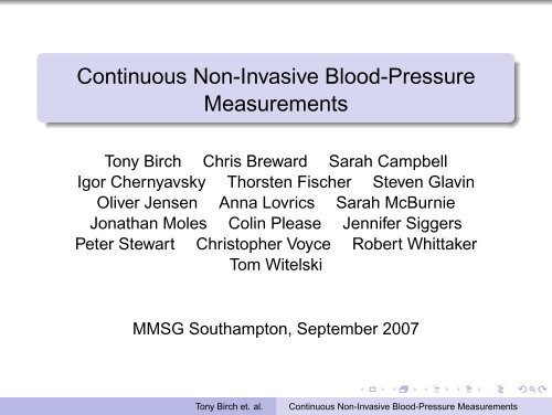 Continuous Non-Invasive Blood-Pressure Measurements