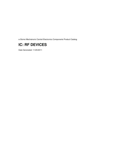 IC: RF DEVICES - E-Gizmo