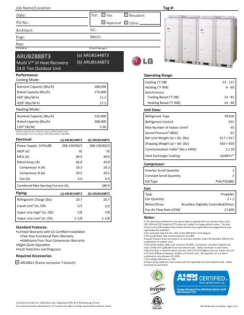 Multi V III HR Dual Frame - LG-VRF.com