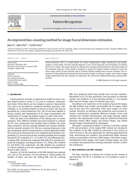 An Improved Box Counting Method For Image Fractal Dimension