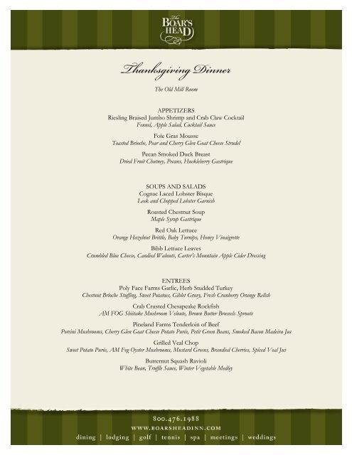 Thanksgiving Dinner - Boar's Head Inn
