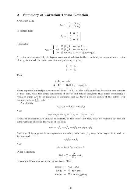 A Summary Of Cartesian Tensor Notation 6737
