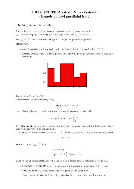formule za prvi parcijalni ispit - PBF